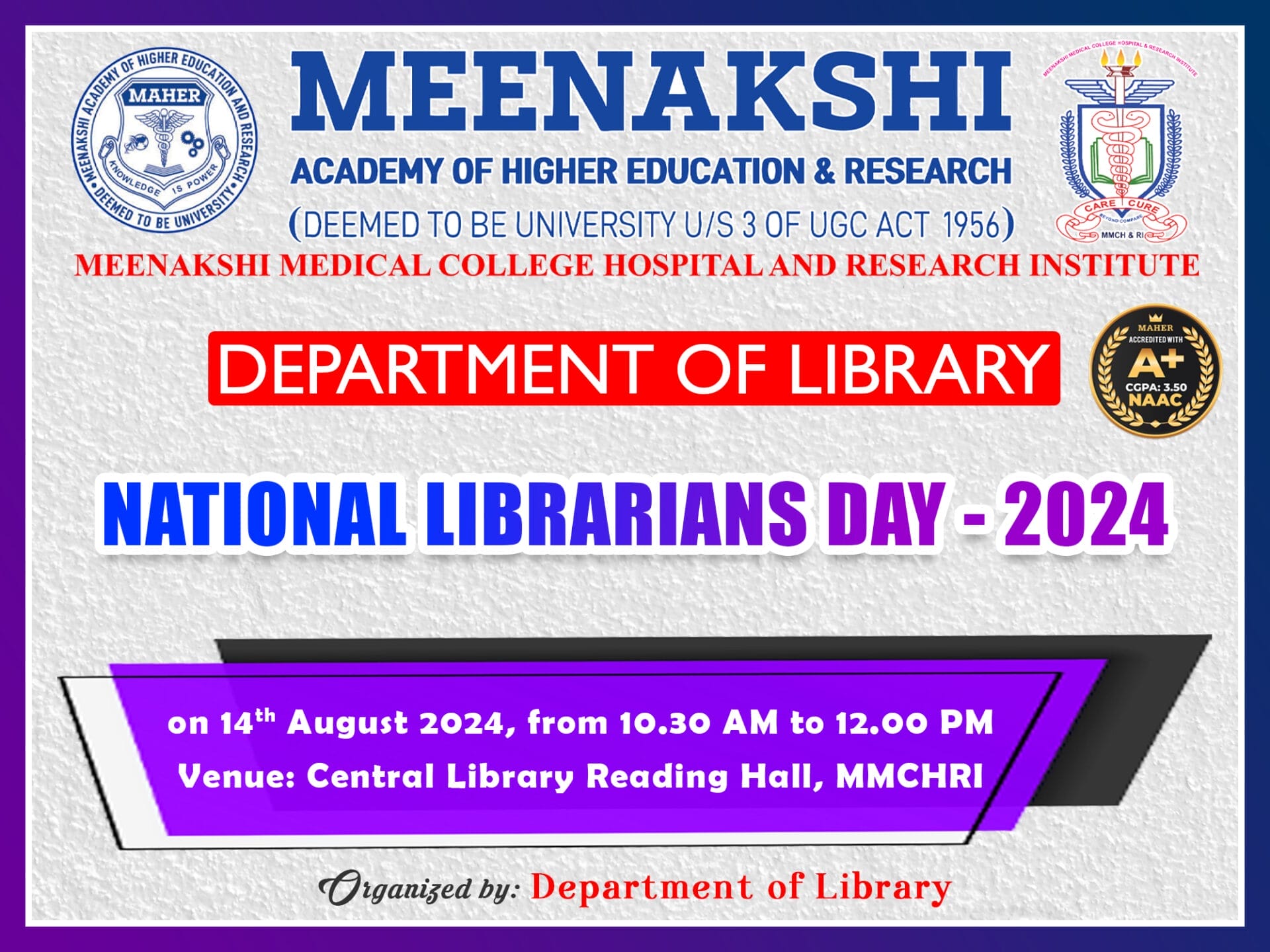 National Librarian’s Day – 2024 – MAHER